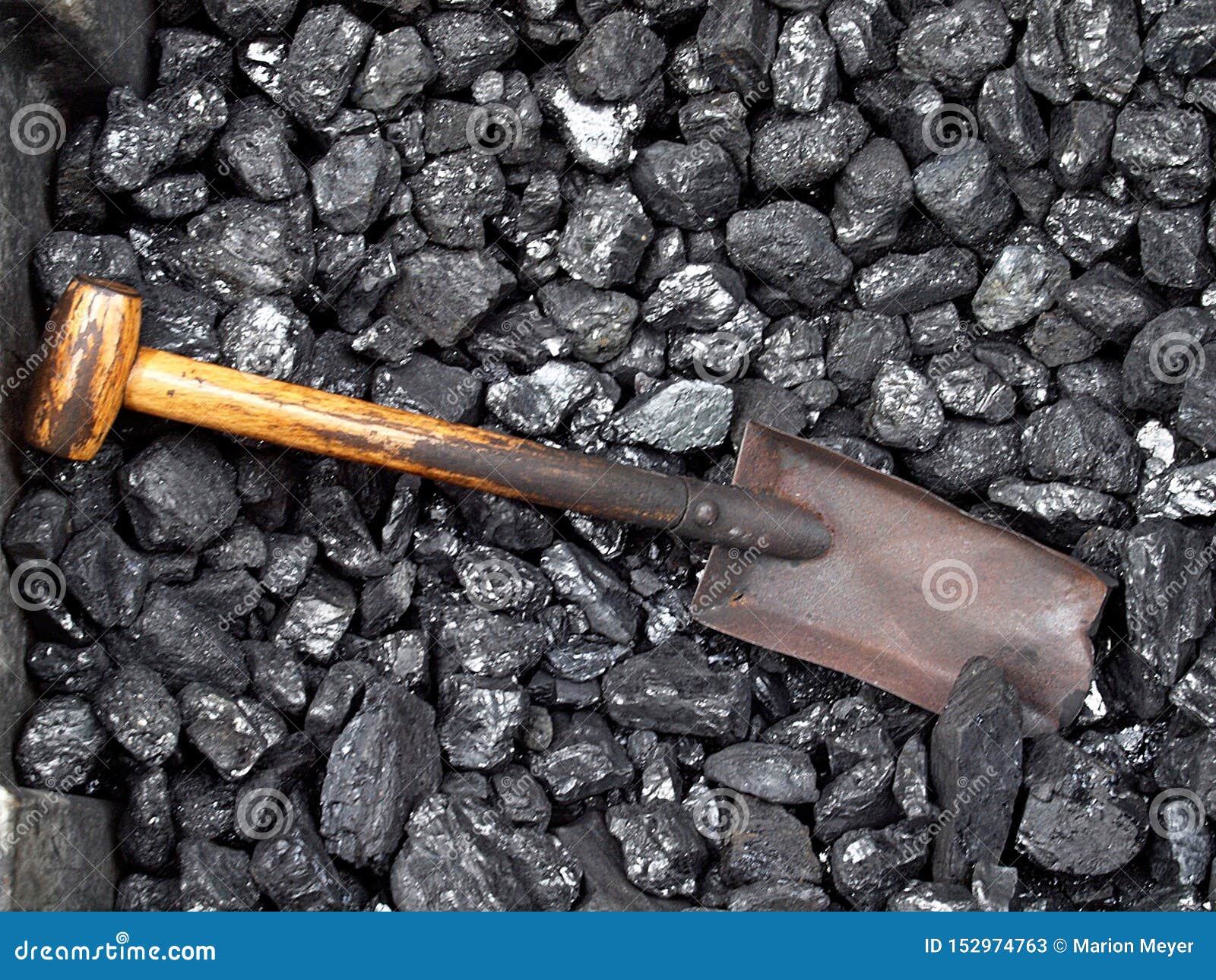 A Coal Shovel Stuck In A Pile Of Coalat The Basement Royalty-Free Stock ...