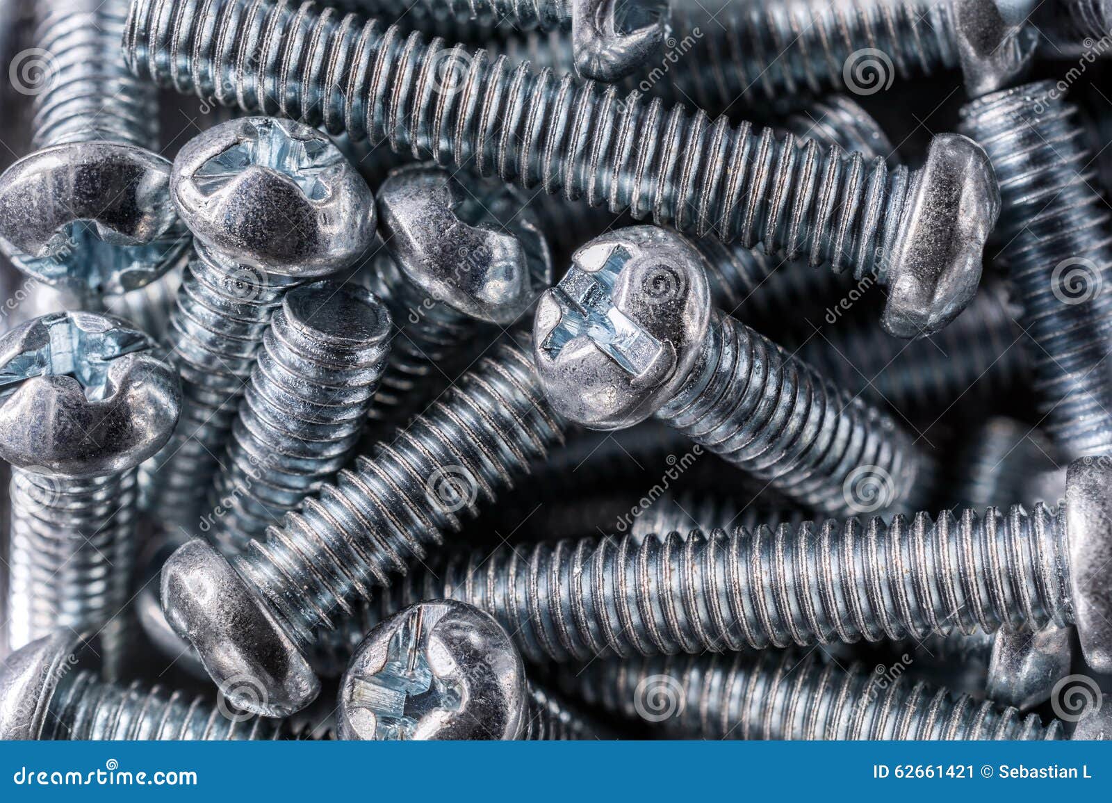 Macro of a Collection of Iron Screws Stock Image - Image of macro ...