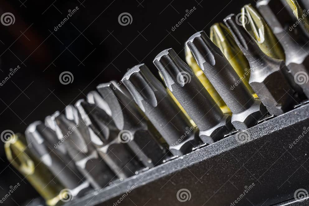 Macro Collection of Phillips, Torx, Star and Slotted Bits 6 Stock Image ...