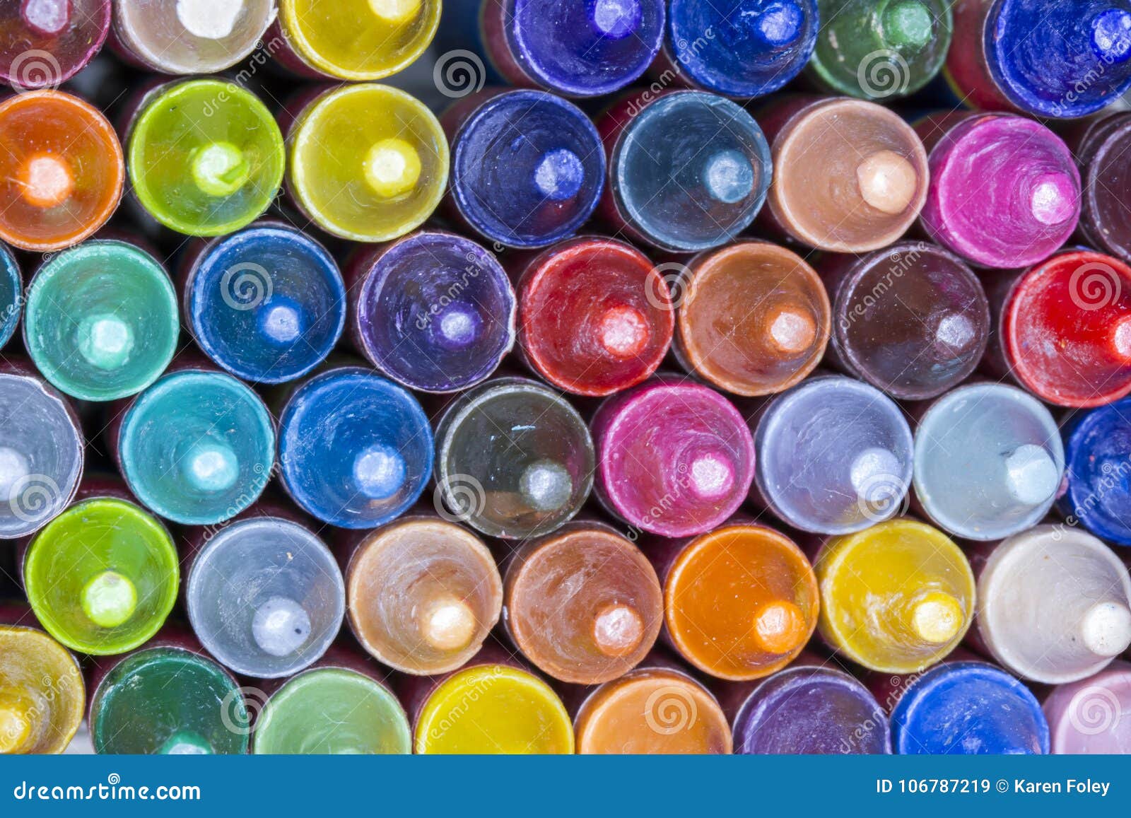 Macro colorful crayon tips stock image. Image of detail - 106787219