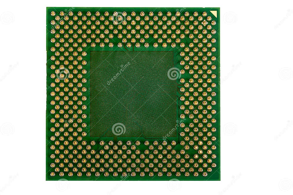 Macro of Computer Processor Isolated Stock Image - Image of gold ...