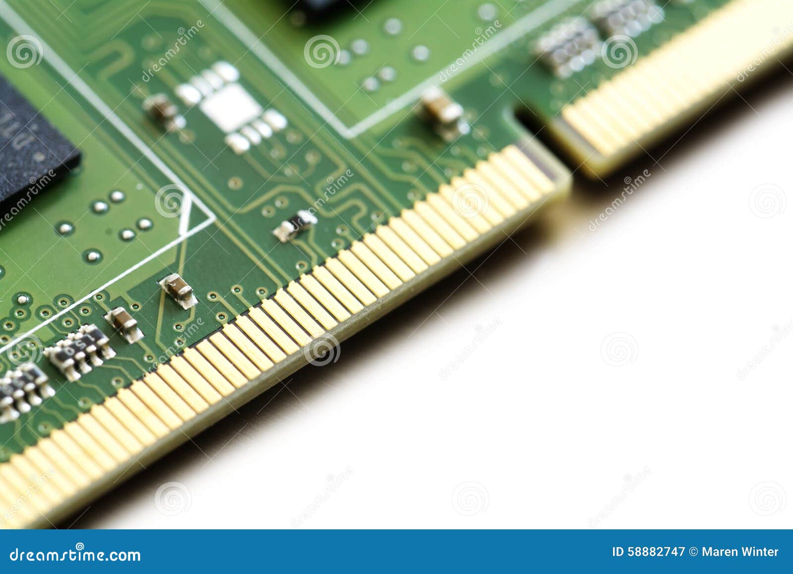 Macro of a Computer Ram Memory Barrette As Corner Background on Stock ...