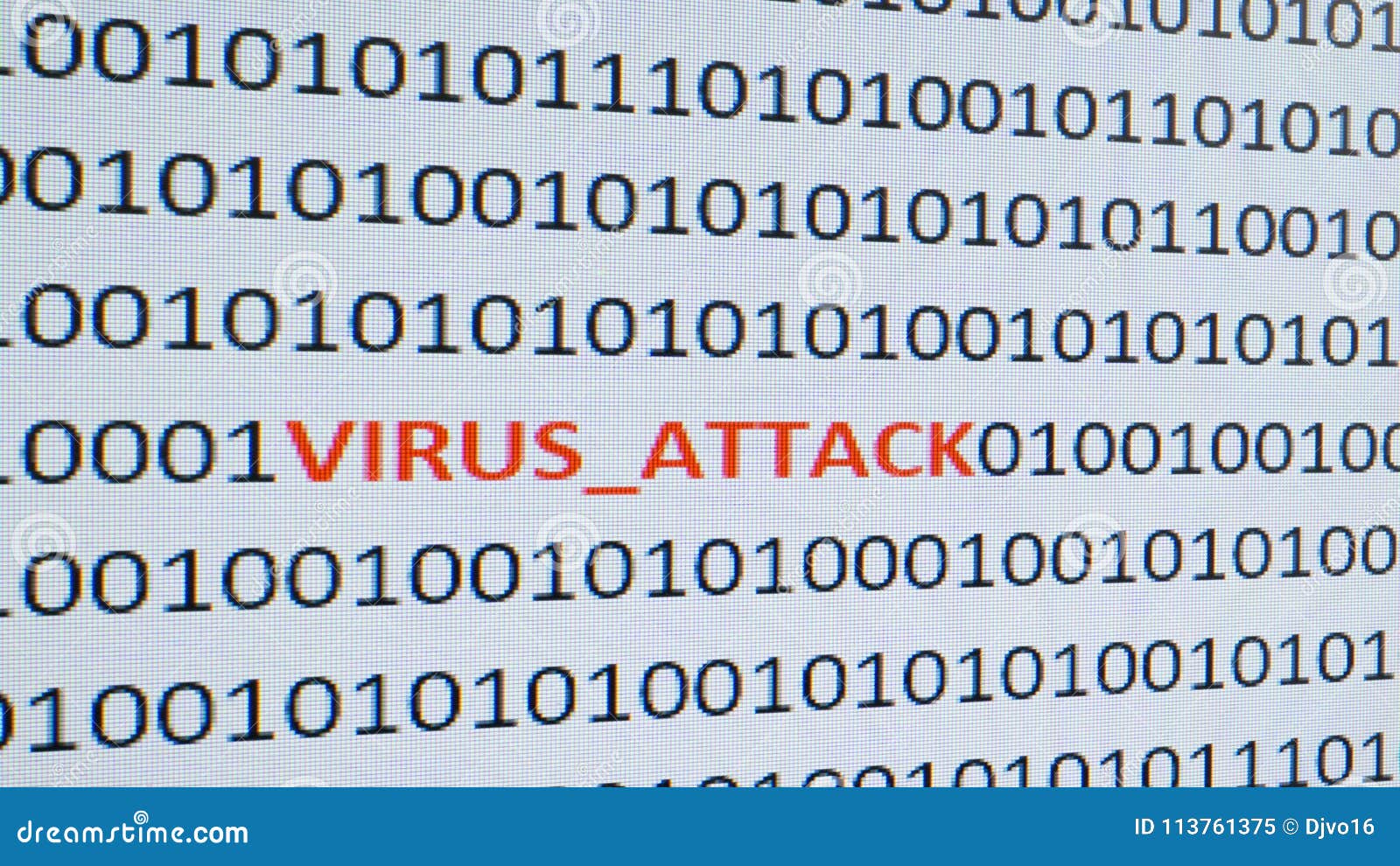 Computer Screen Shot With Binary Code And Warning Text Concept For Computer Technology And