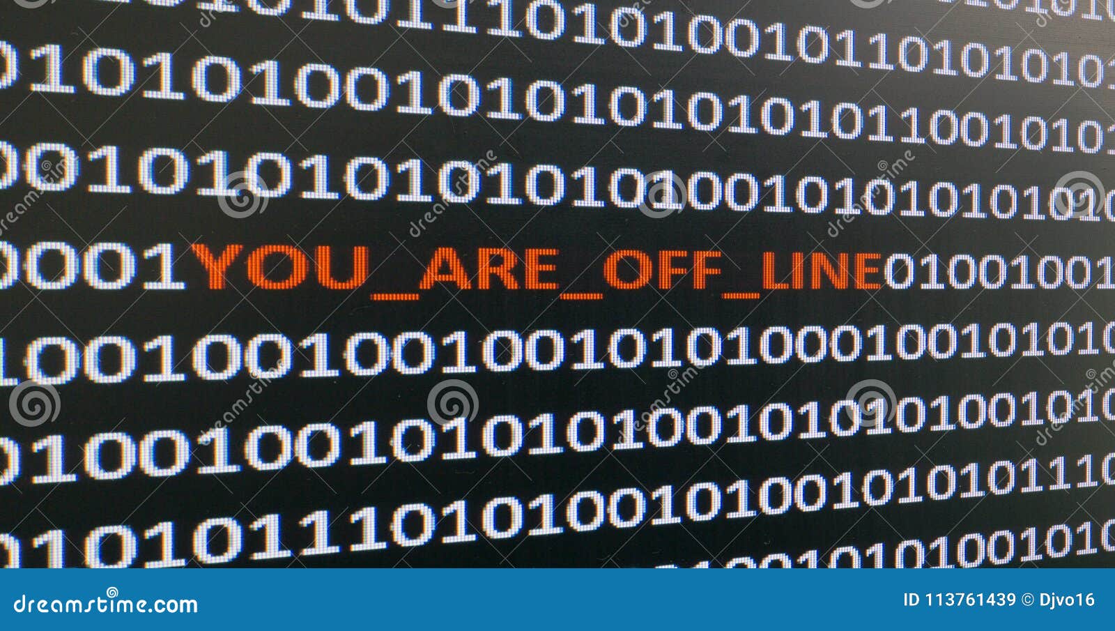 Computer Screen Shot With Binary Code And Warning Text Concept For