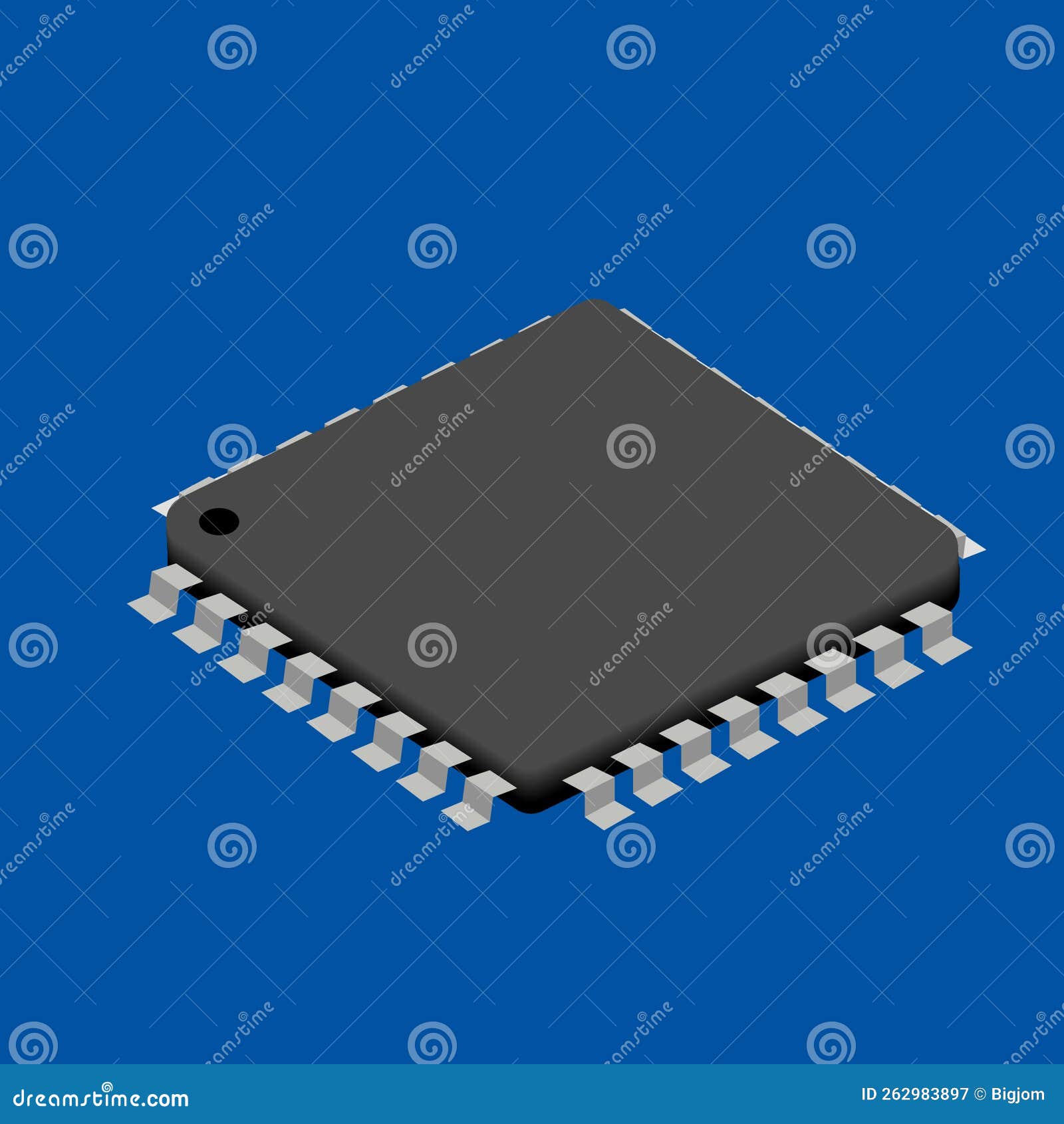 Macro Cpu Chip Icon, Digital Data Microprocessor Stock Illustration ...