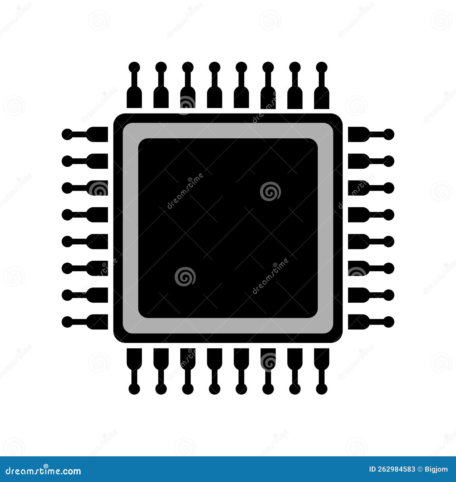 Macro Cpu Chip Icon, Digital Data Microprocessor Stock Illustration ...