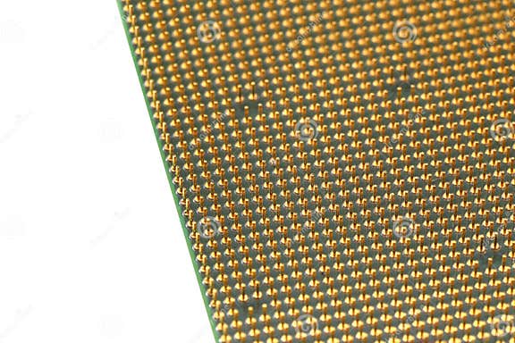 Macro of Cpu Gold Pins and Chip of Computer Stock Image - Image of ...