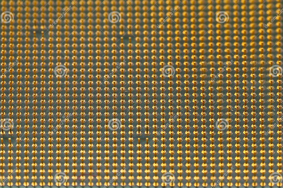 Macro of Cpu Gold Pins and Chip of Computer Stock Image - Image of ...