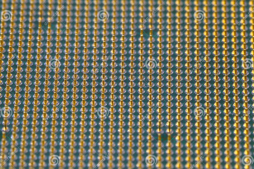 Macro of Cpu Gold Pins and Chip of Computer Stock Image - Image of chip, closeup: 337655861