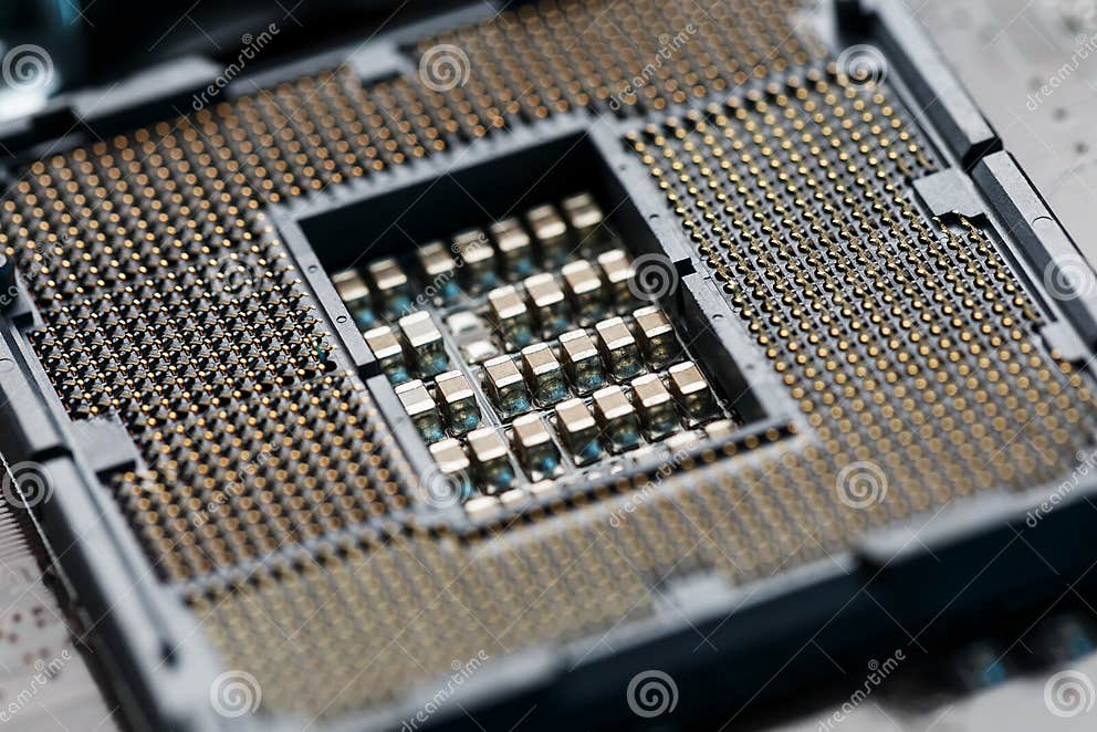 Macro CPU Socket.CPU Socket the Main Components of a Computer Stock ...