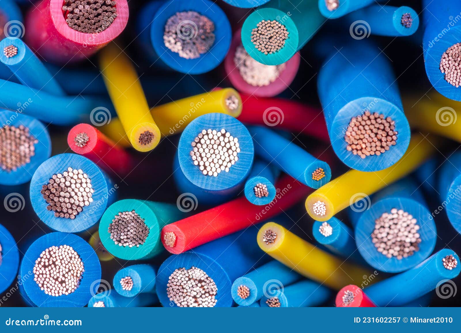 Cross Section of Electrical Copper Cable Stock Image - Image of close ...