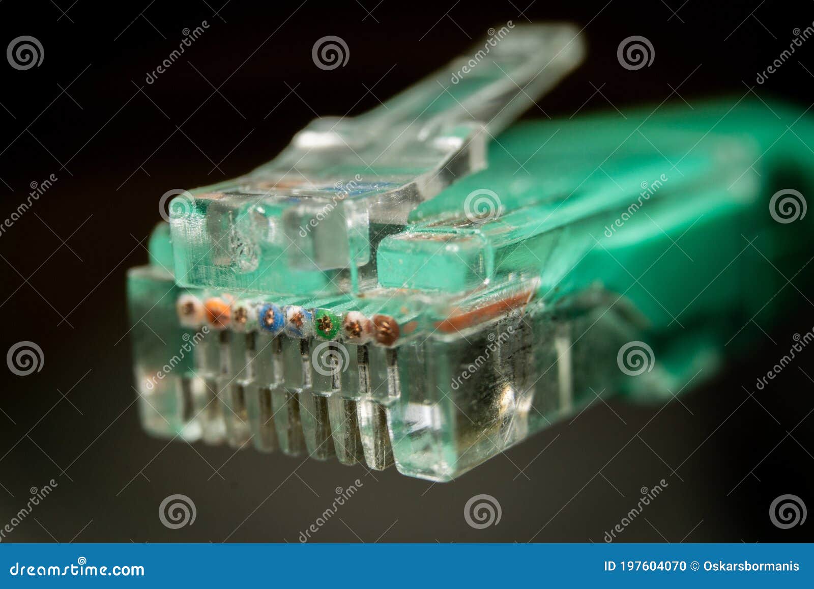 Macro Cross Section Front Angle View Of RJ45 CAT6 Shielded Network Data ...