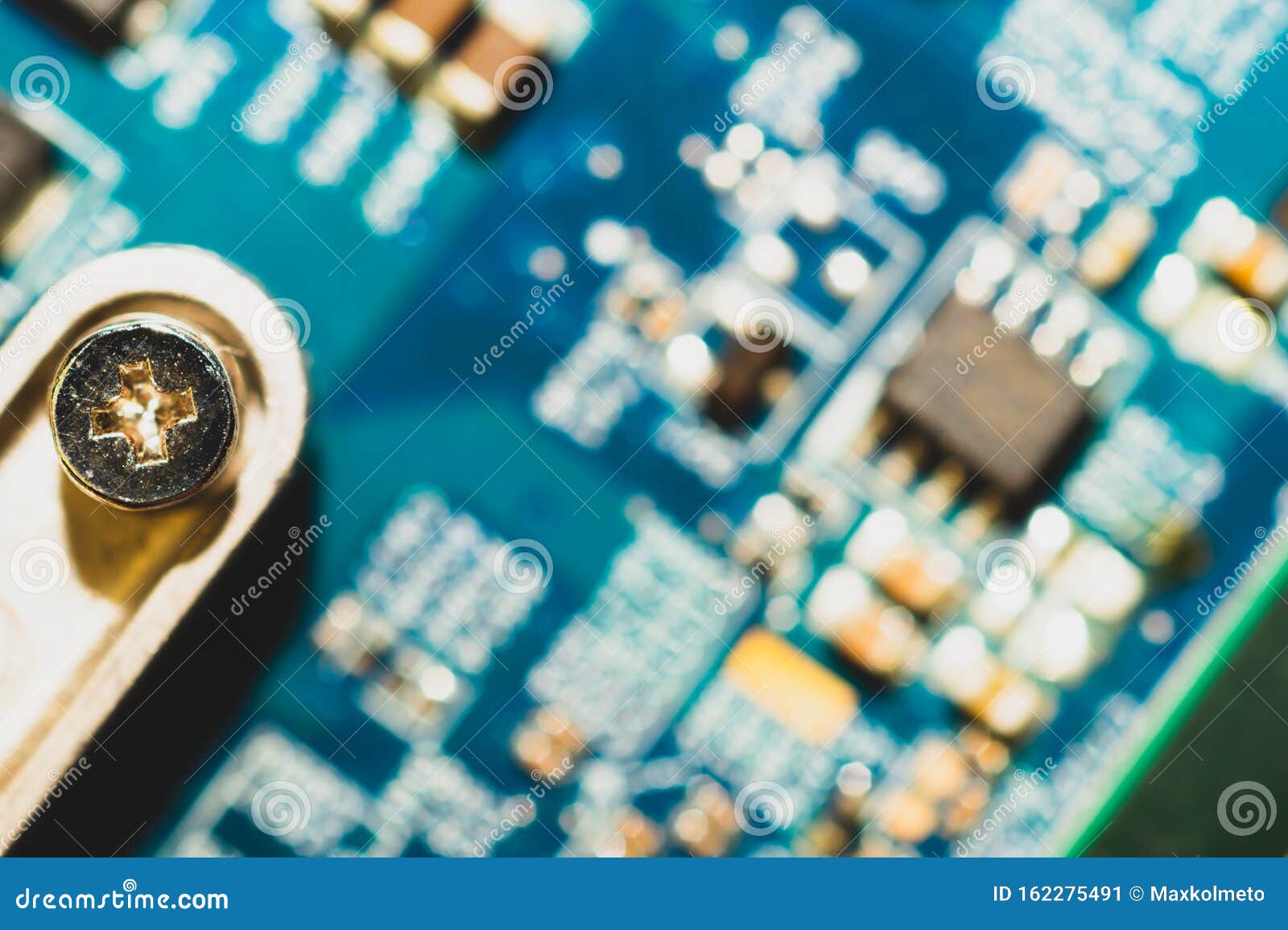 Macro Detail of Circuit Board. Computer Motherboard Close Up. Micro ...