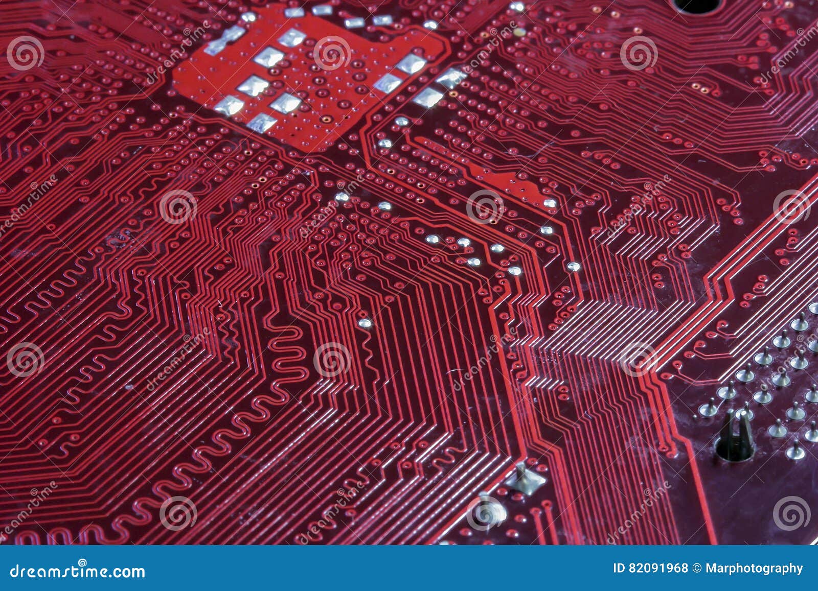 Macro Detail Computer Motherboard Hardware in Red Stock Photo - Image ...