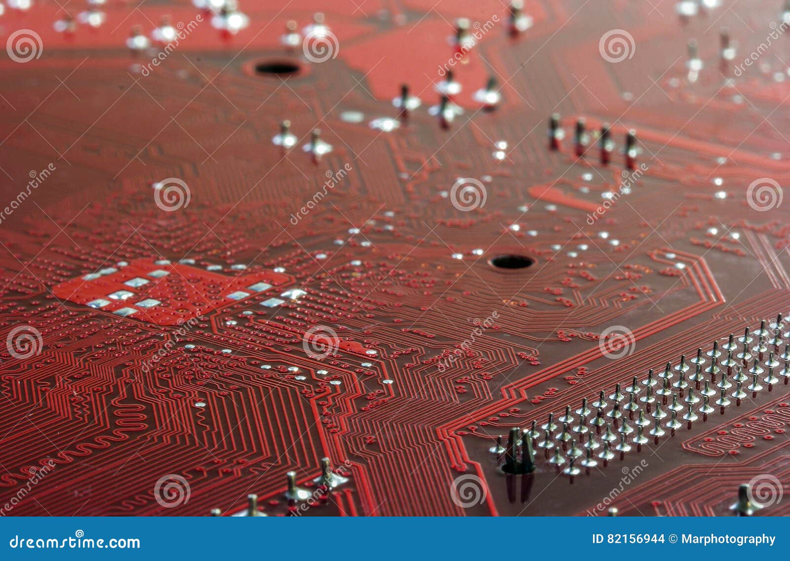 Macro Detail Computer Motherboard Hardware in Red Stock Photo - Image ...