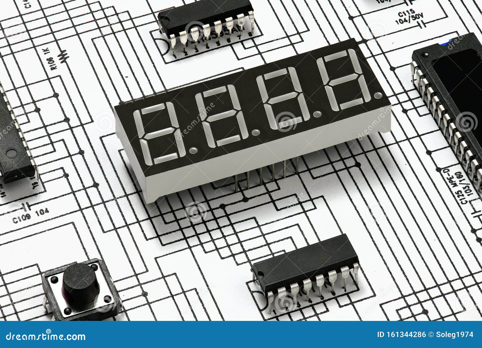 Macro of Digital Display, Chip, Electronic Components, Circuit Diagram ...