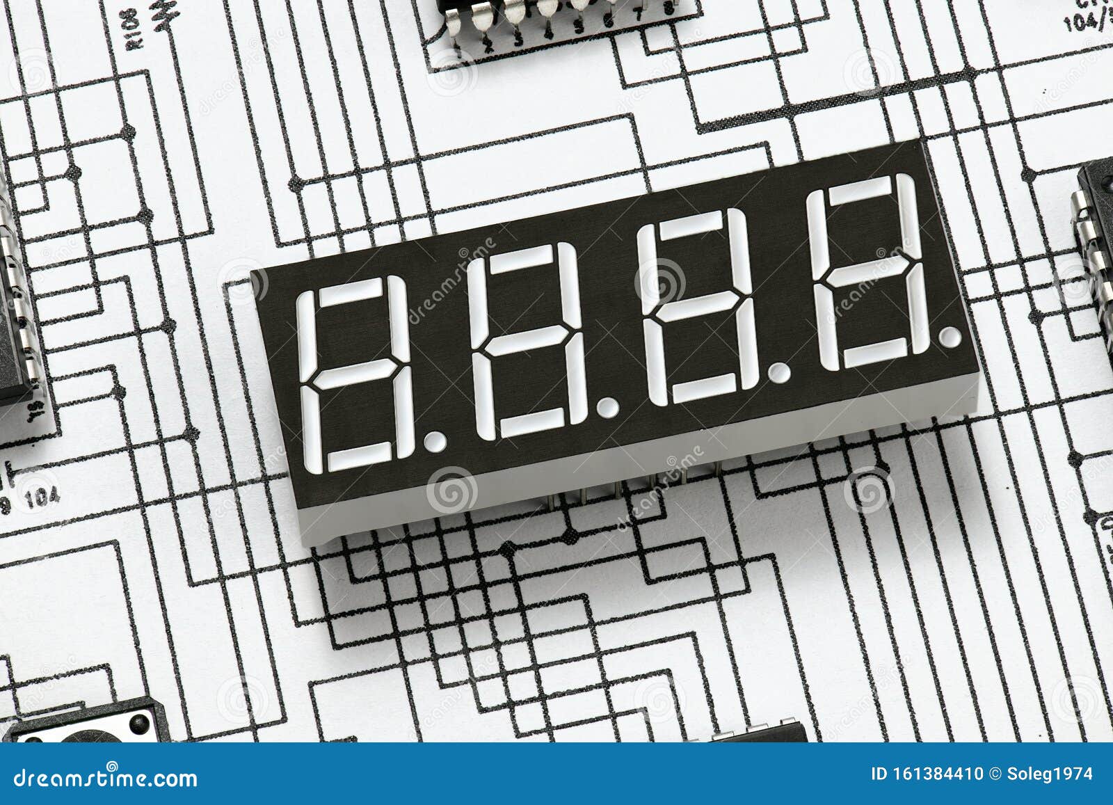 Macro of Digital Display, Chip, Electronic Components, Circuit Diagram ...