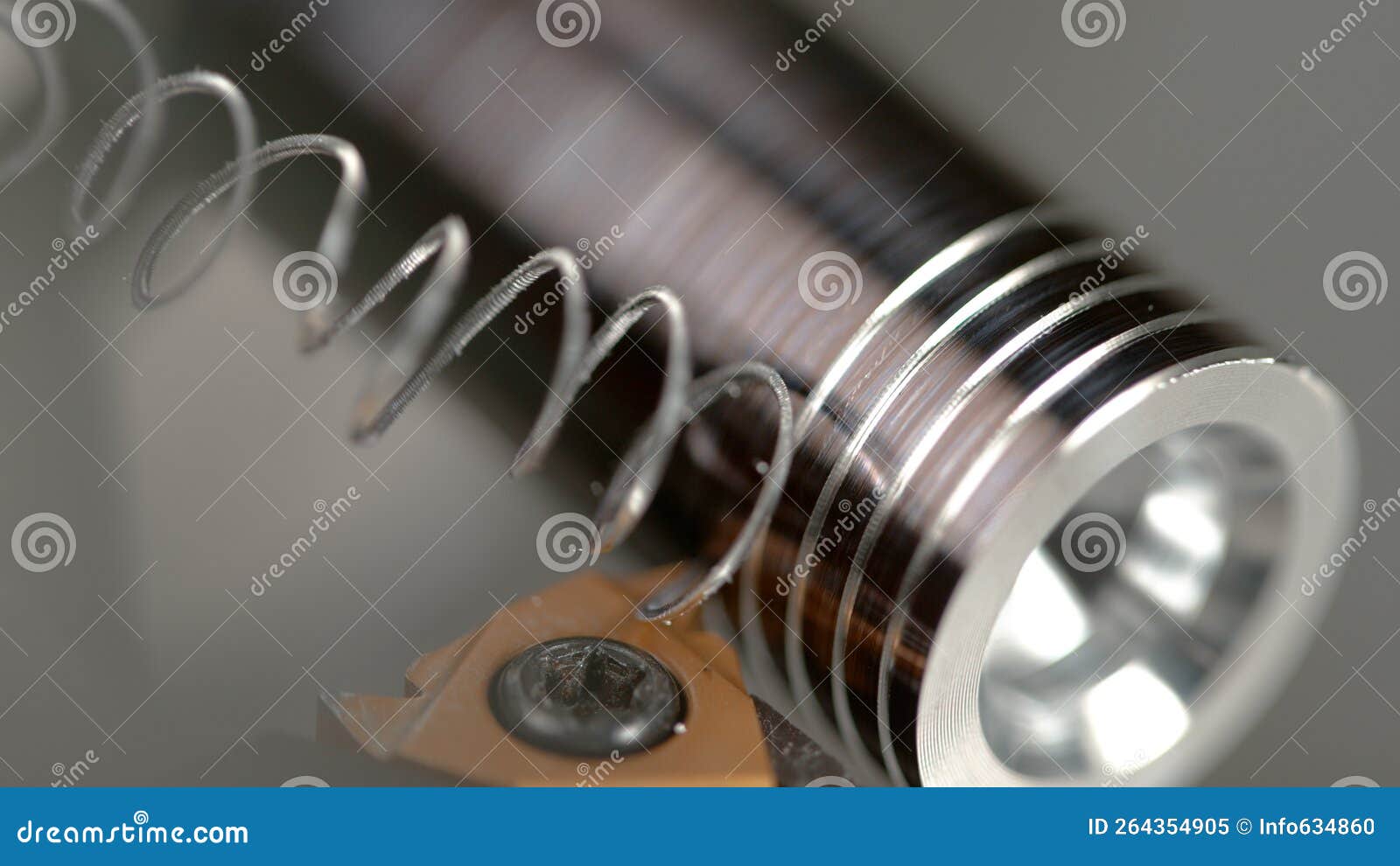 MACRO, DOF: Sharp Cutter Carves a Thread into a Small Metal Rod during ...