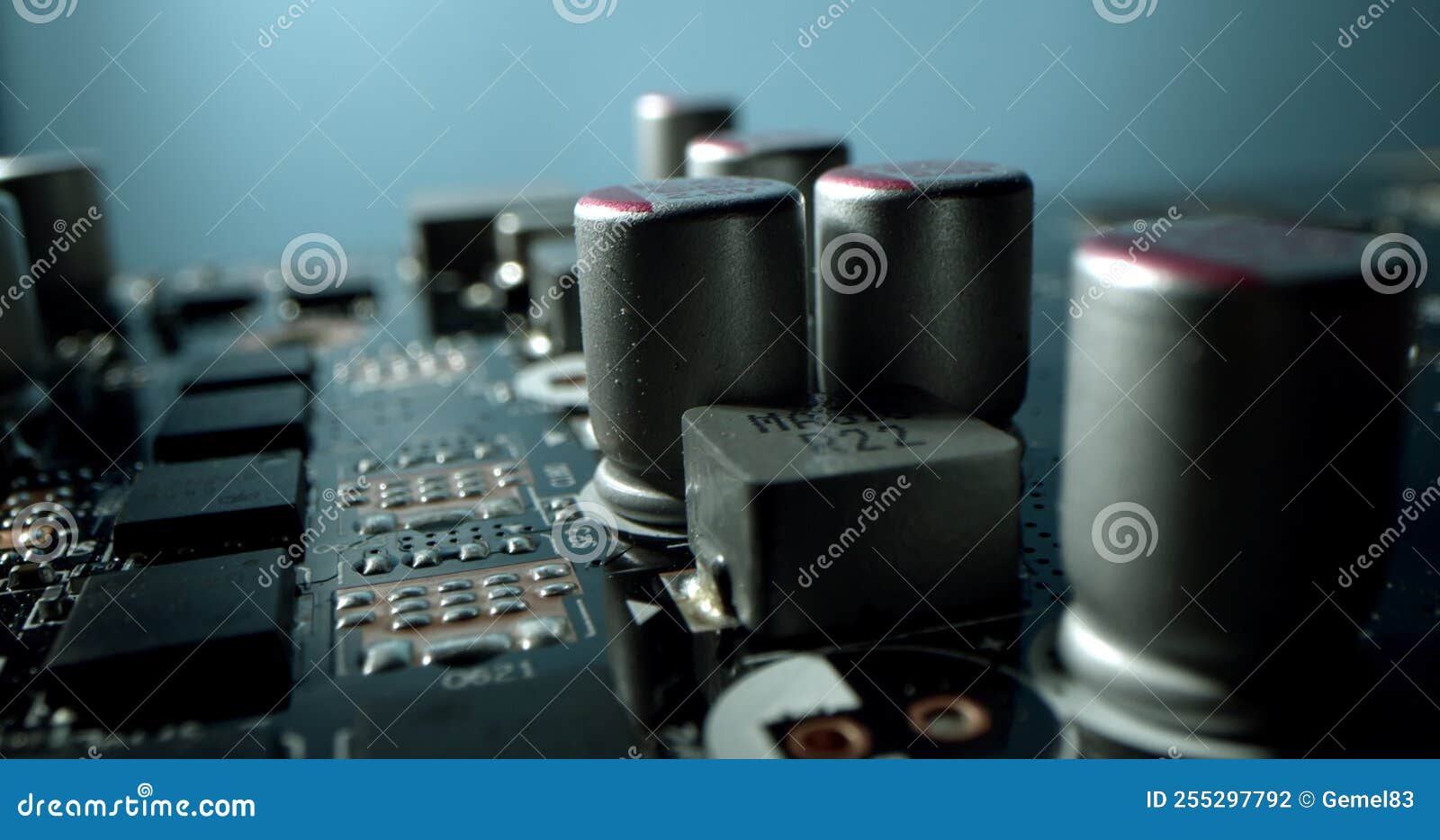 Macro Dolly Shot Side View of a Computer Electrical Circuit with Cip ...