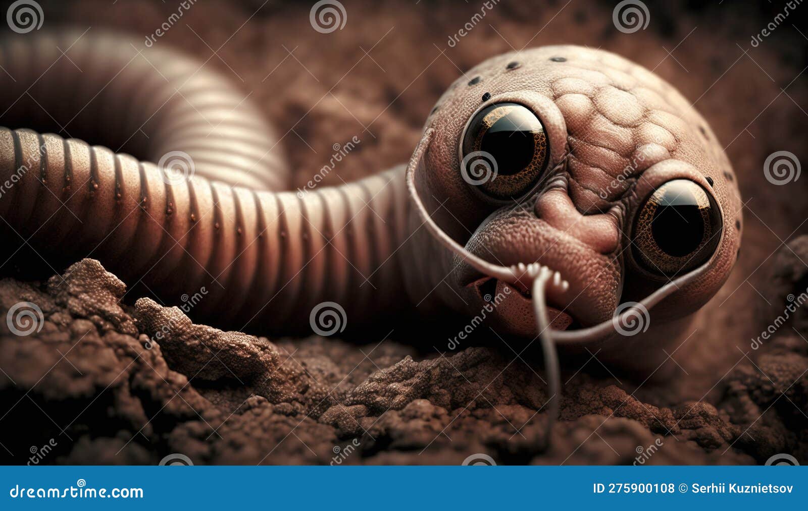 Macro Earthworm on a Dark Background Close-up. AI Generated Stock ...