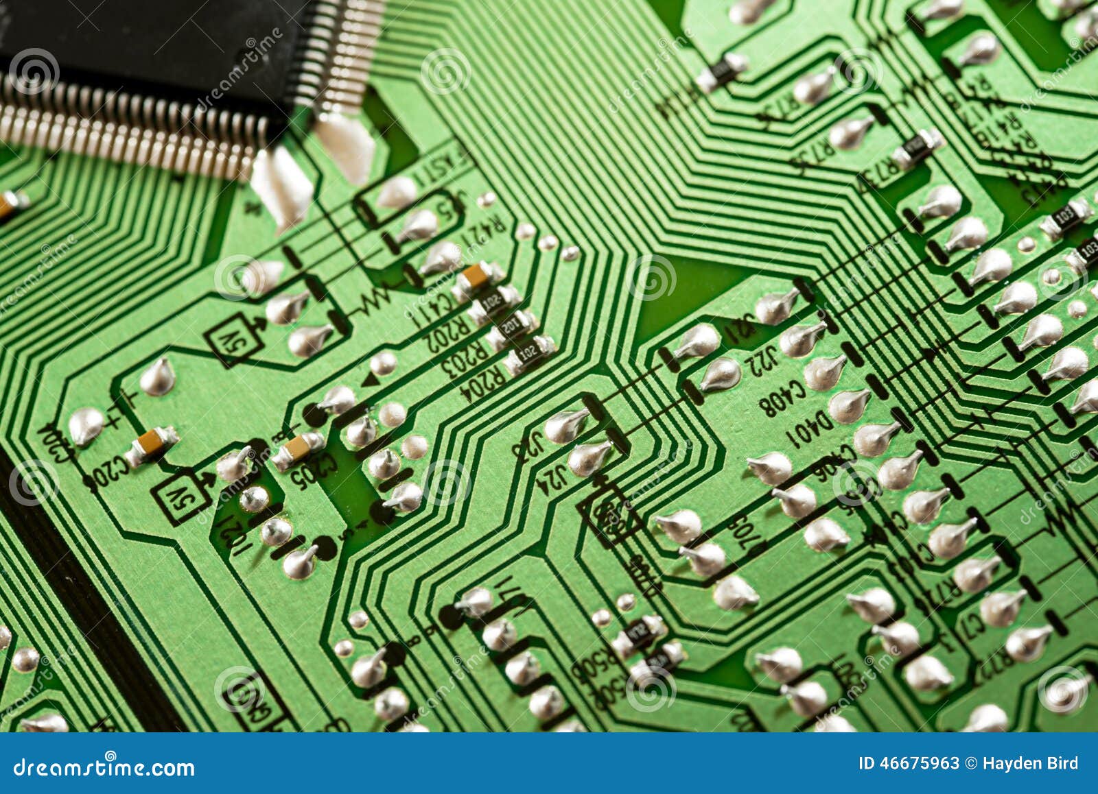 Macro of Electronic Circuit Board Pcb in Green Stock Image - Image of ...