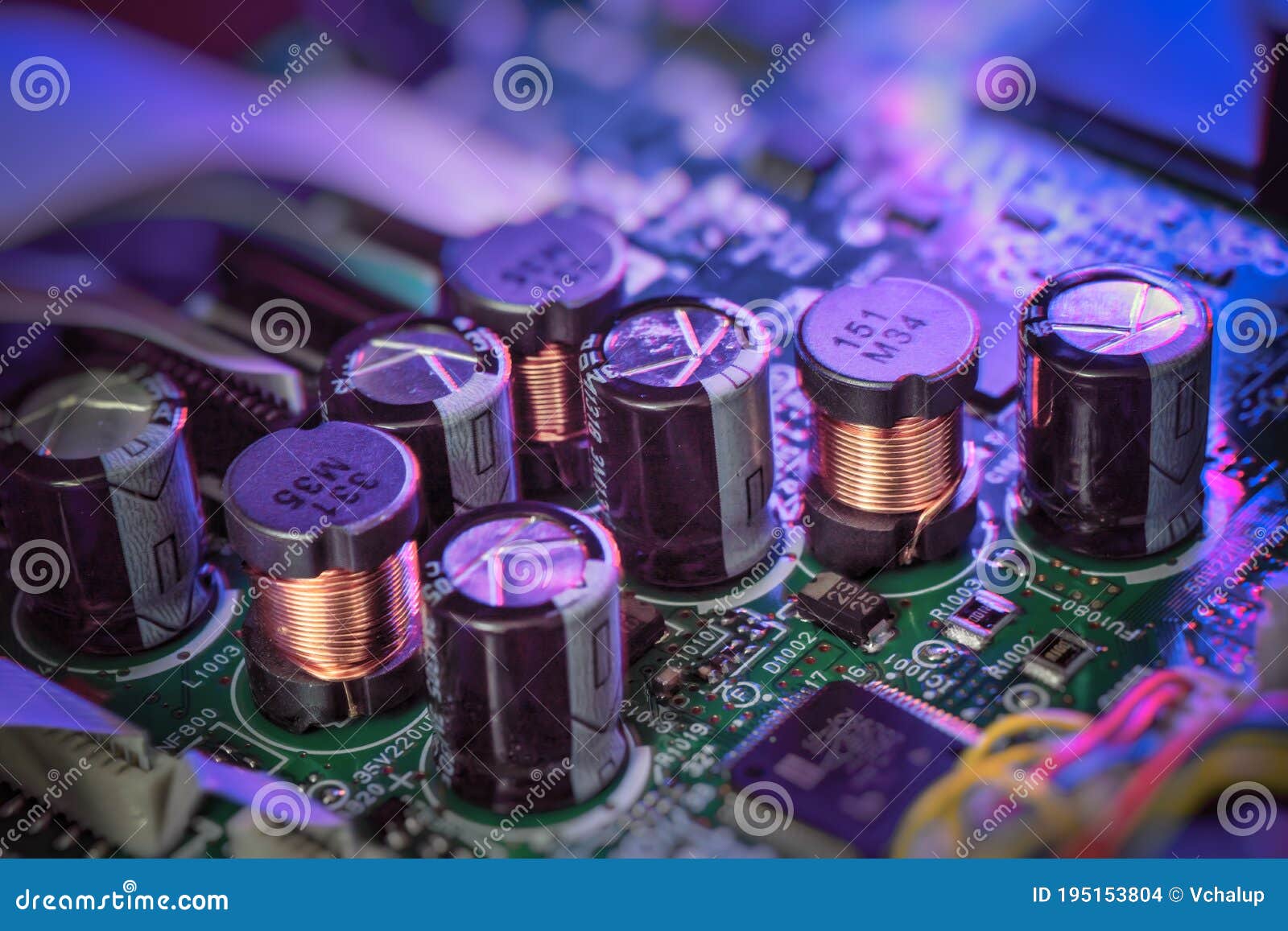 Macro of Electronic Circuit. Small Semiconductors and Other Electronics ...