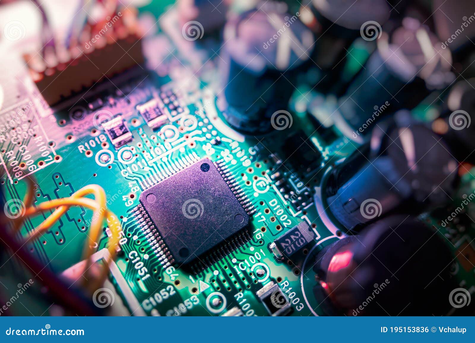 Macro of Electronic Circuit. Small Semiconductors and Other Electronics ...