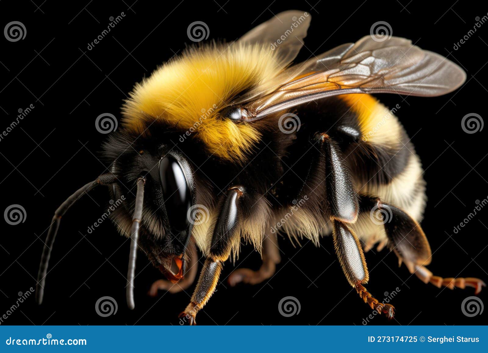 A Macro Extreme Closeup of Fluffy Bumblebee. AI Generative Image Stock ...