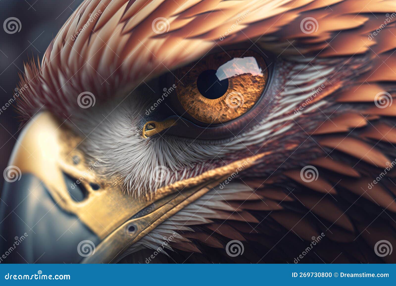 Macro Eye Proud Eagle. Photorealistic Image Created by Artificial Intelligence Stock ...