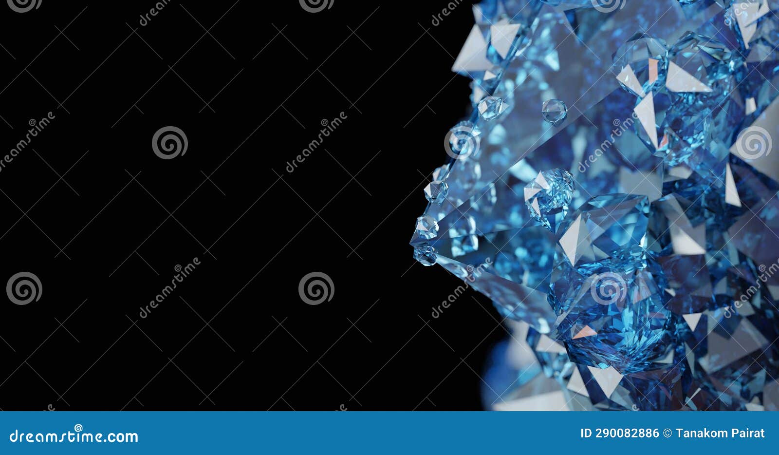 Macro Focus Surface of Light Blue Crystal Stone on Black Background ...