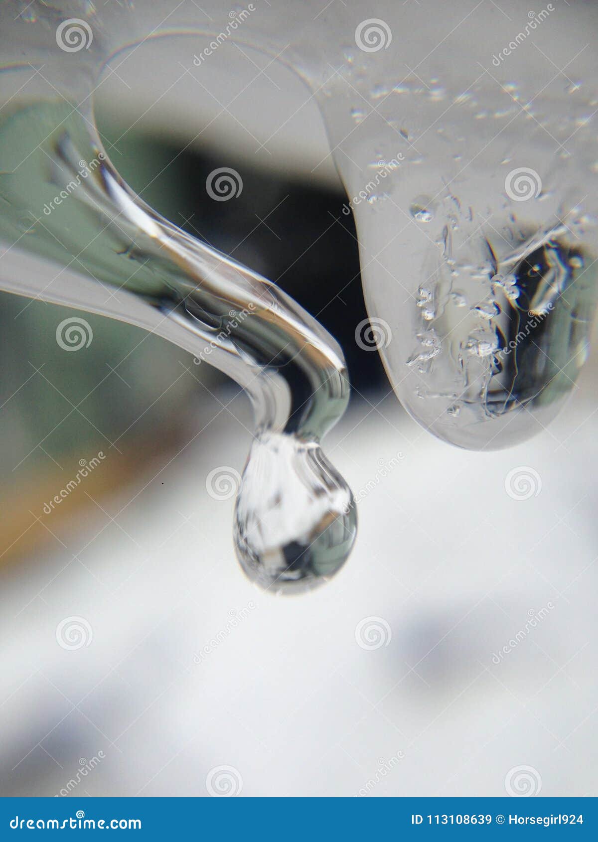 A Macro Frozen Water Drop on a Pipe in Winter Stock Image - Image of ...