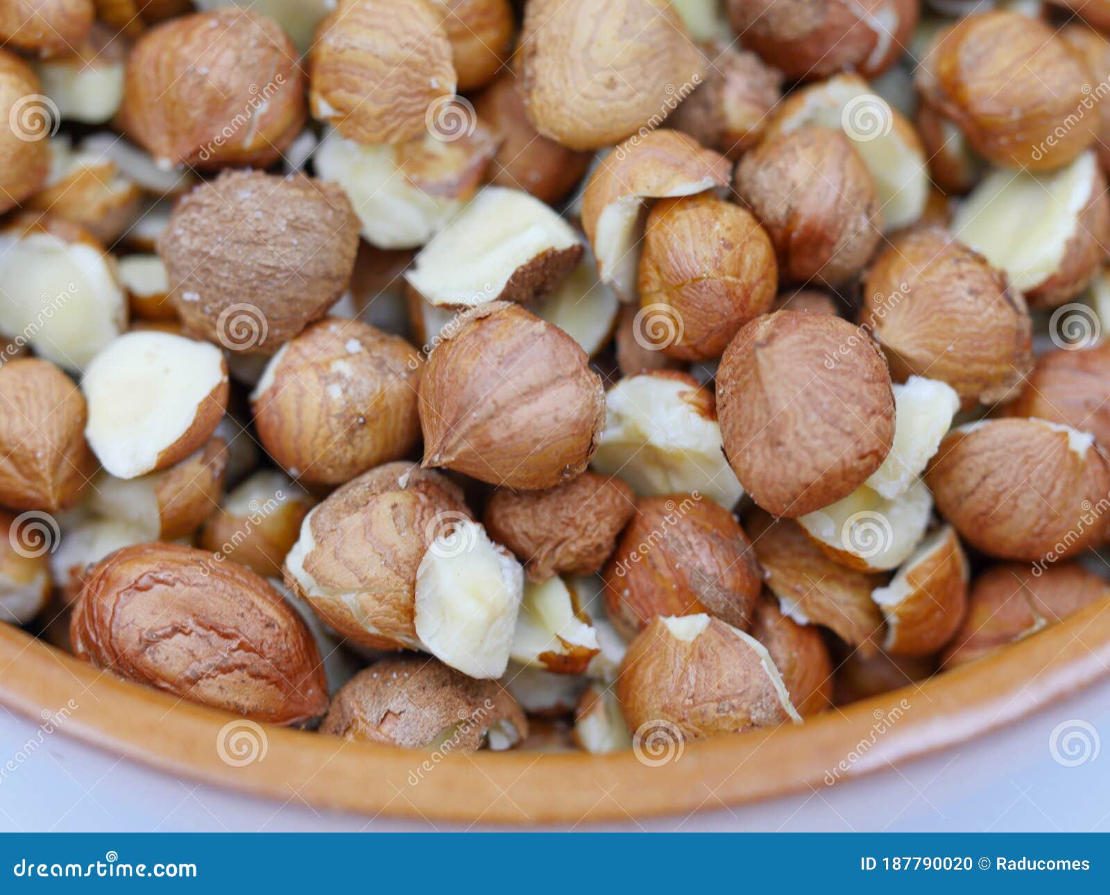 Macro Hazelnuts Kernel in a Ceramic Bowl Stock Photo - Image of street ...