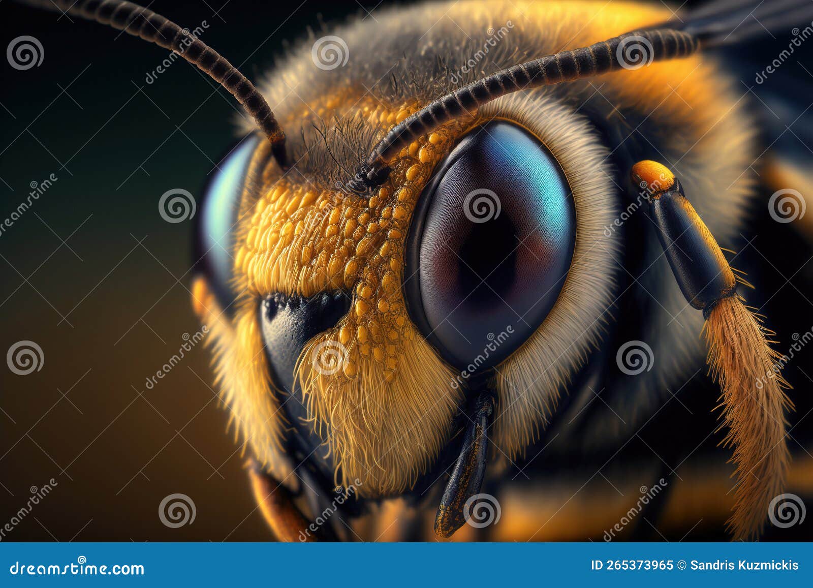 Macro of a Honey Bee. Generative AI Stock Illustration - Illustration ...