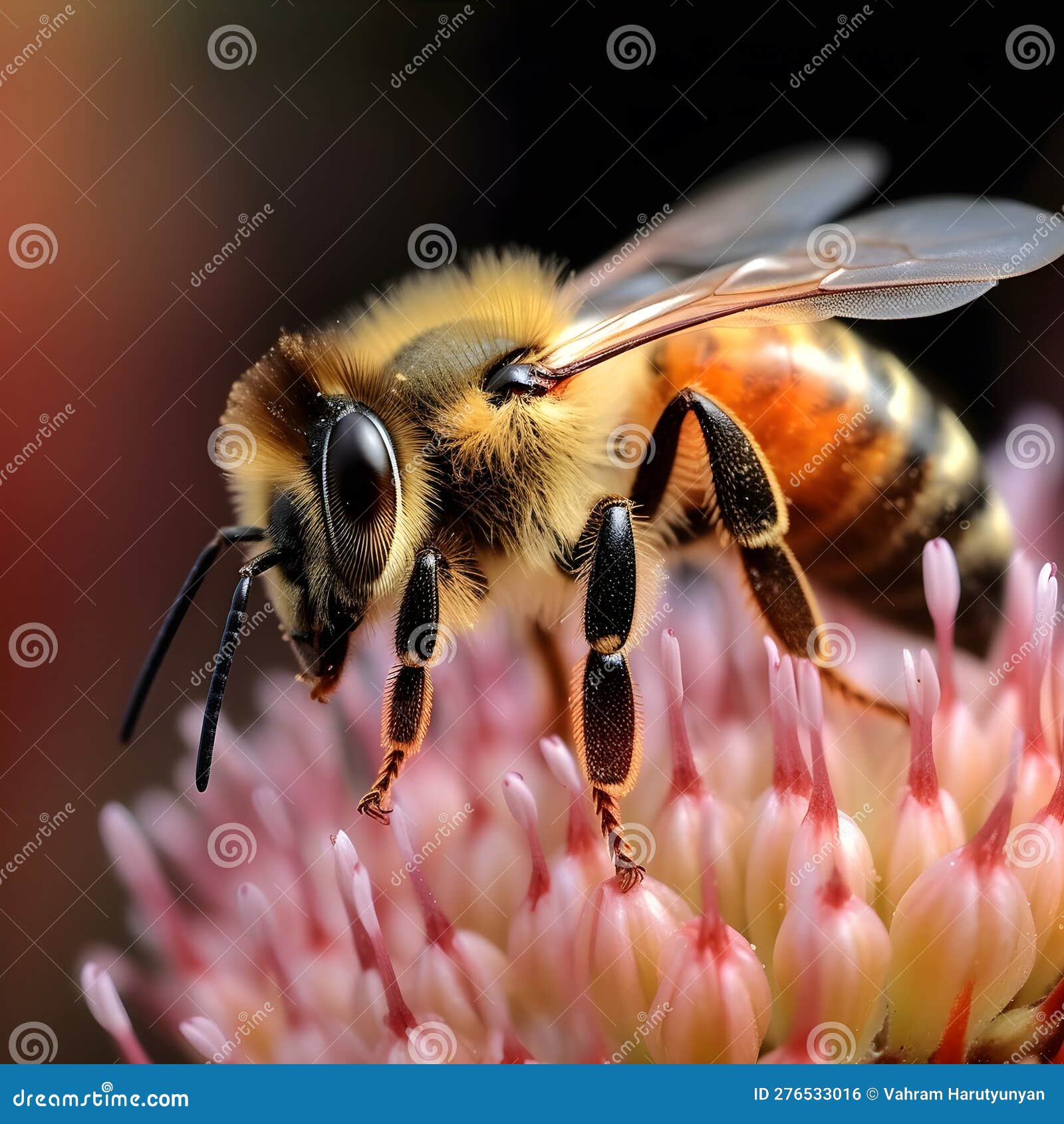 Macro Honey bees stock illustration. Illustration of green - 276533016