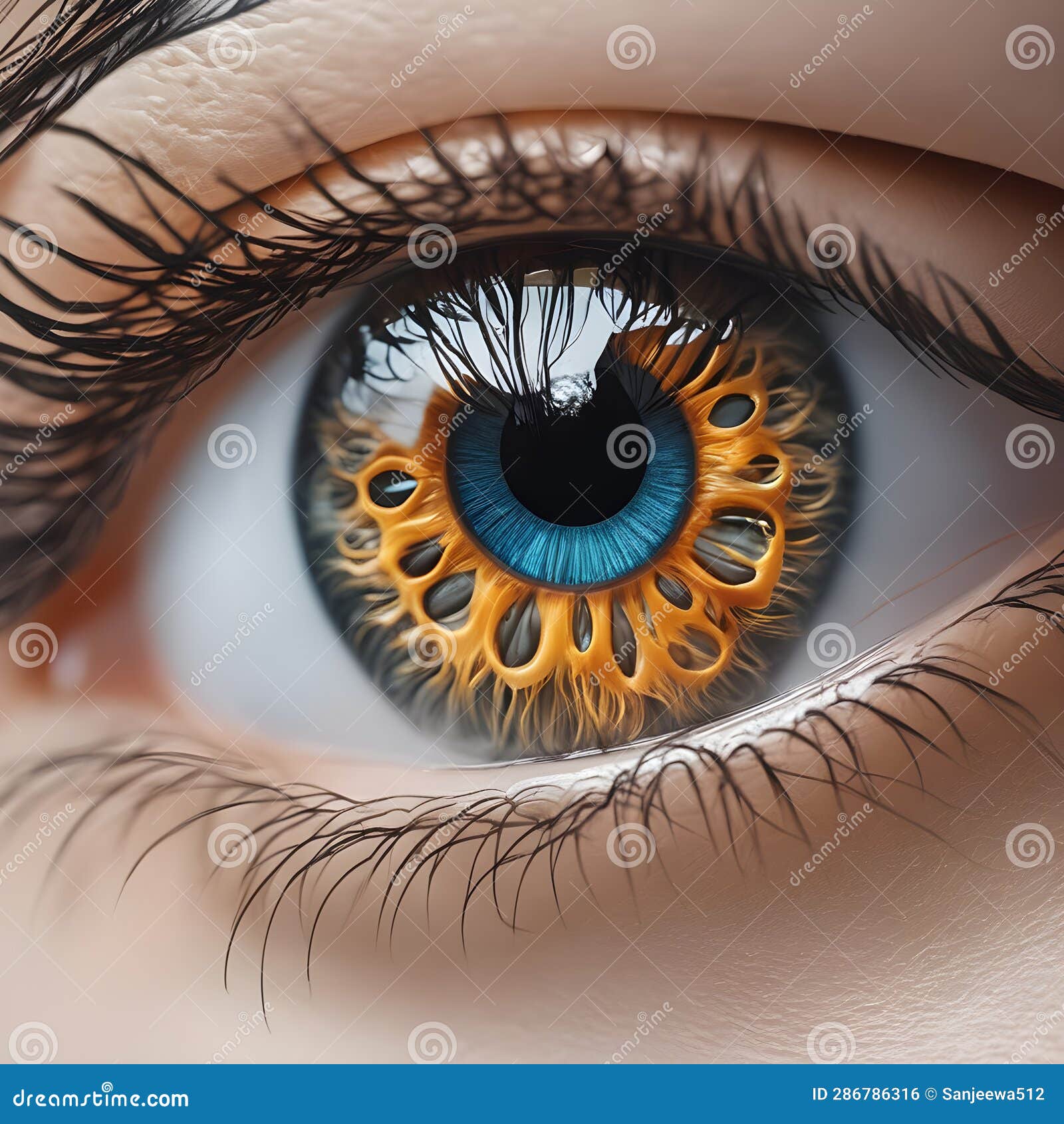 Macro Illustration of Blue and Yellow Eye Stock Illustration ...