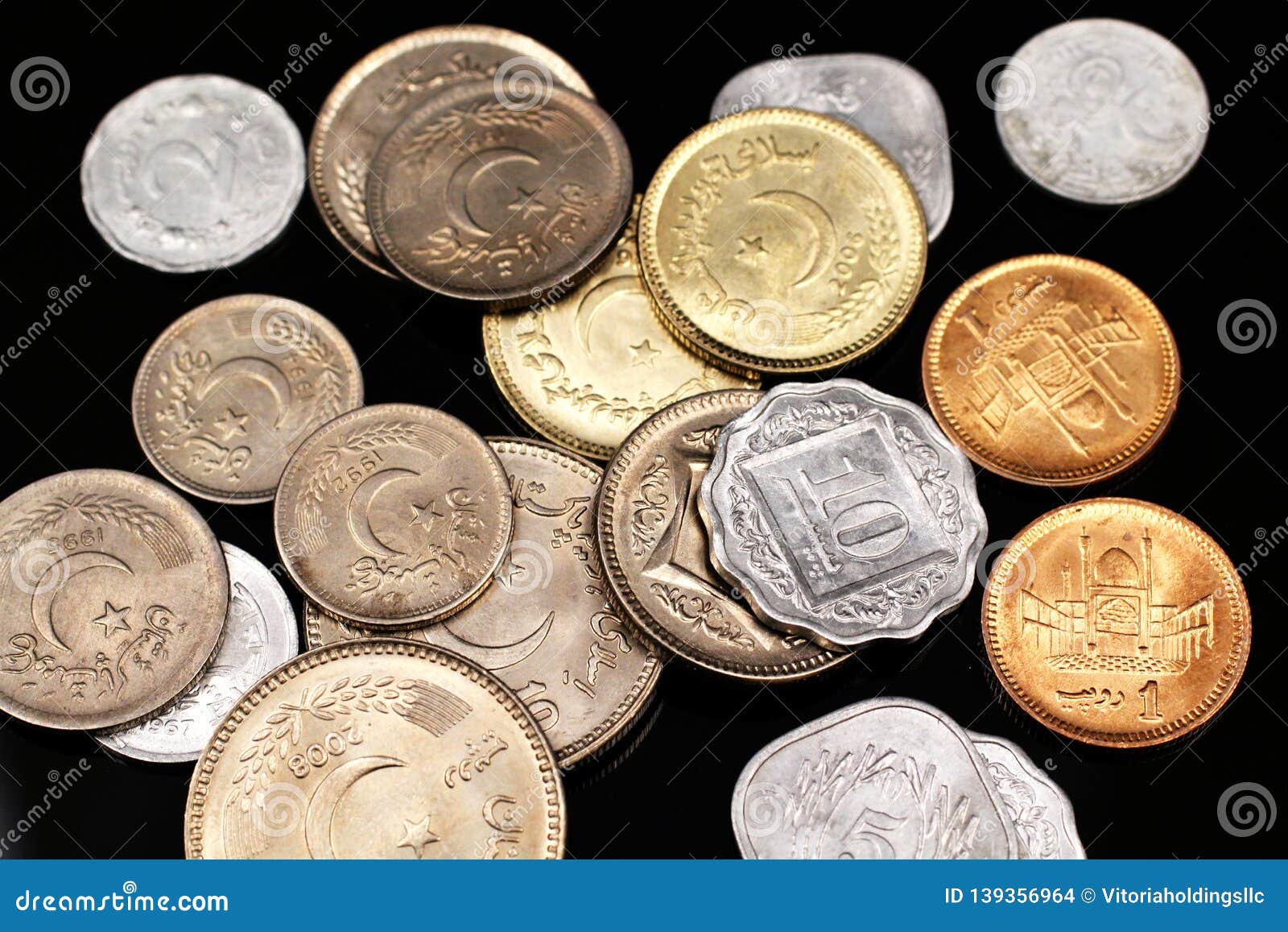 A Macro Image of Assorted Pakistani Coins Close Up Stock Photo - Image ...