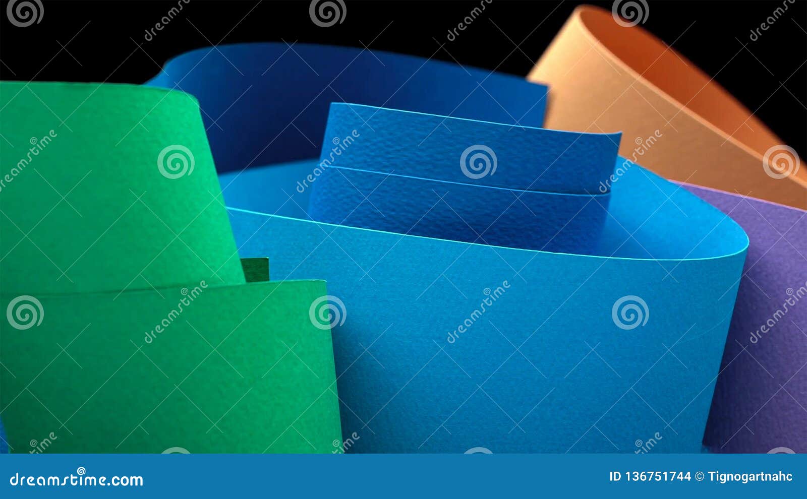 Macro Image of Colorful Curved Sheets of Paper Stock Photo - Image of ...