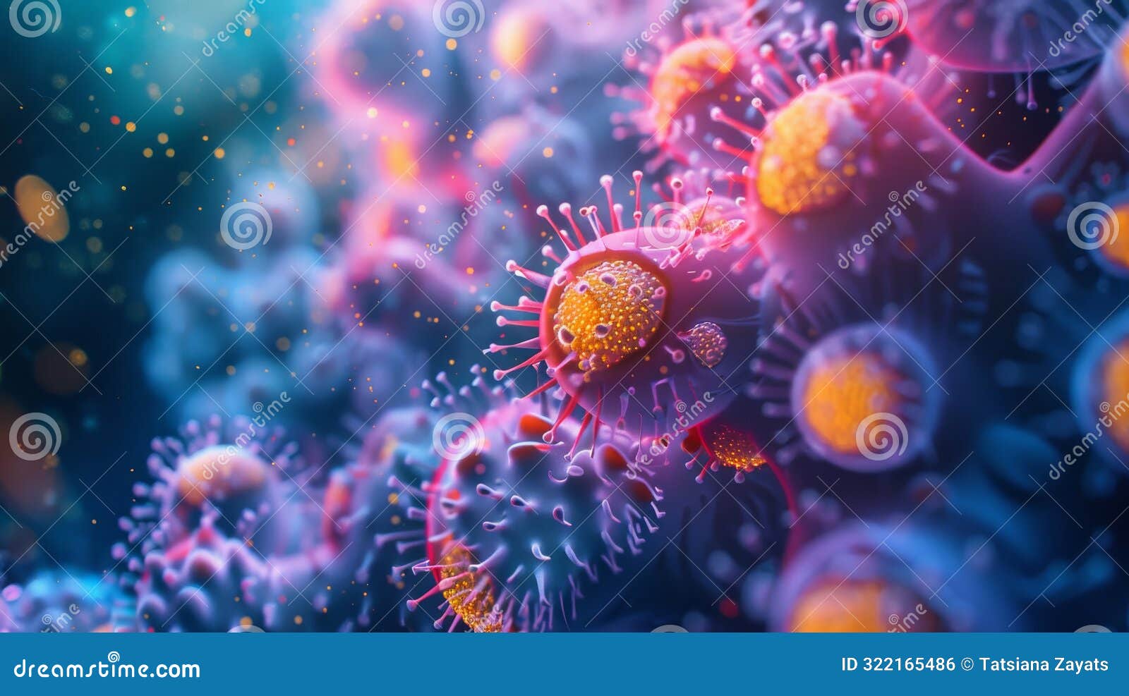 Macro Image of Colorful Microorganisms or Viruses Under a Microscope ...