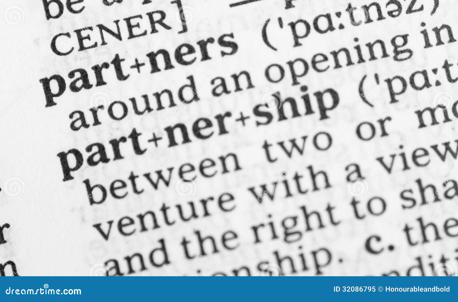 Macro Image of Dictionary Definition of Partnership Stock Image - Image ...