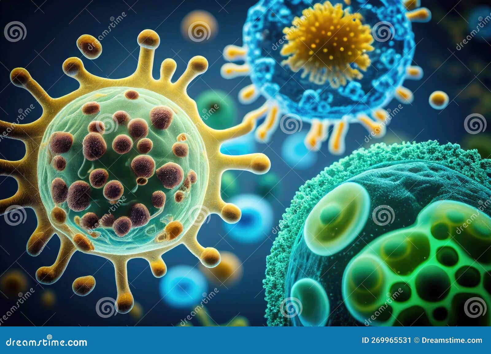 Macro Image of Different Pathogens : Virus, Bacteria, Microbes - AI ...