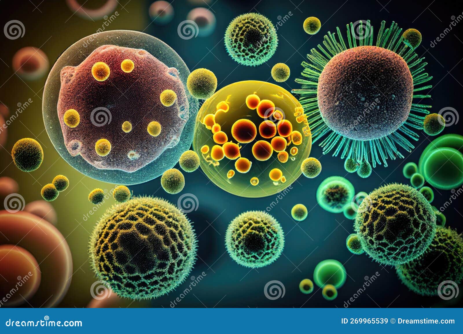 Macro Image of Different Pathogens : Virus, Bacteria, Microbes - AI ...