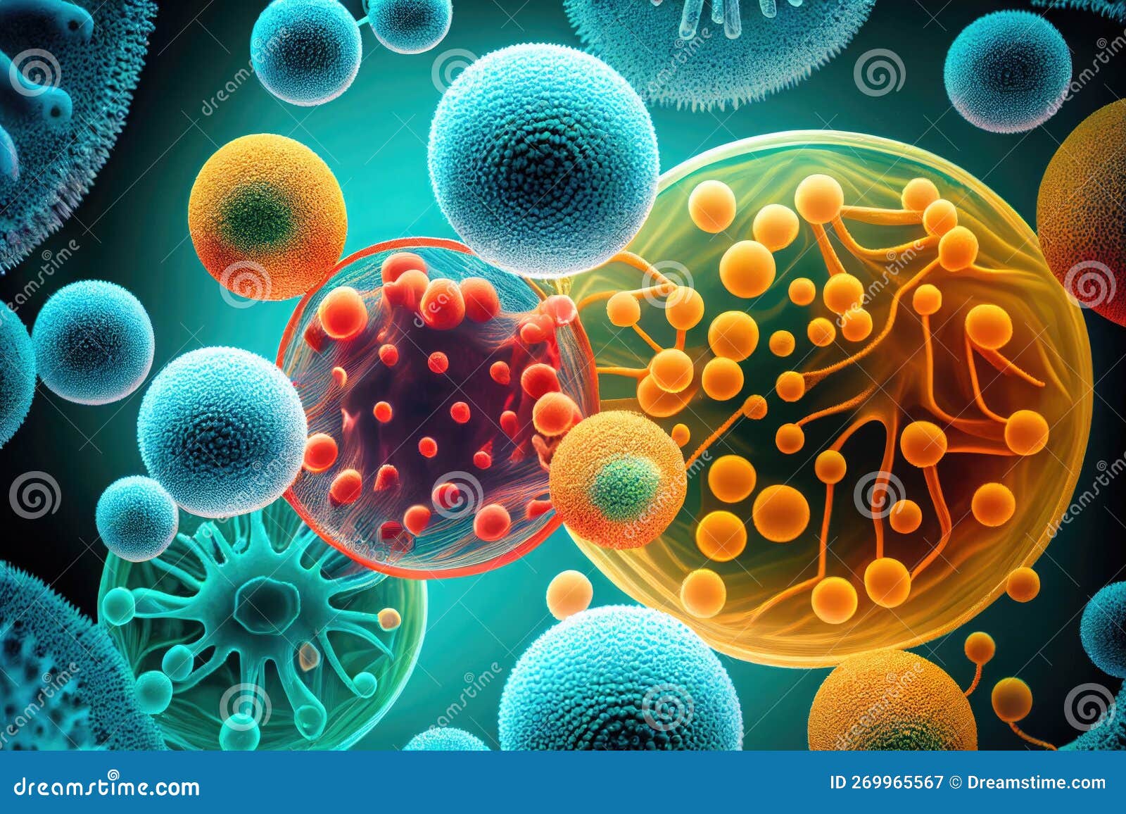 Macro Image of Different Pathogens : Virus, Bacteria, Microbes - AI ...