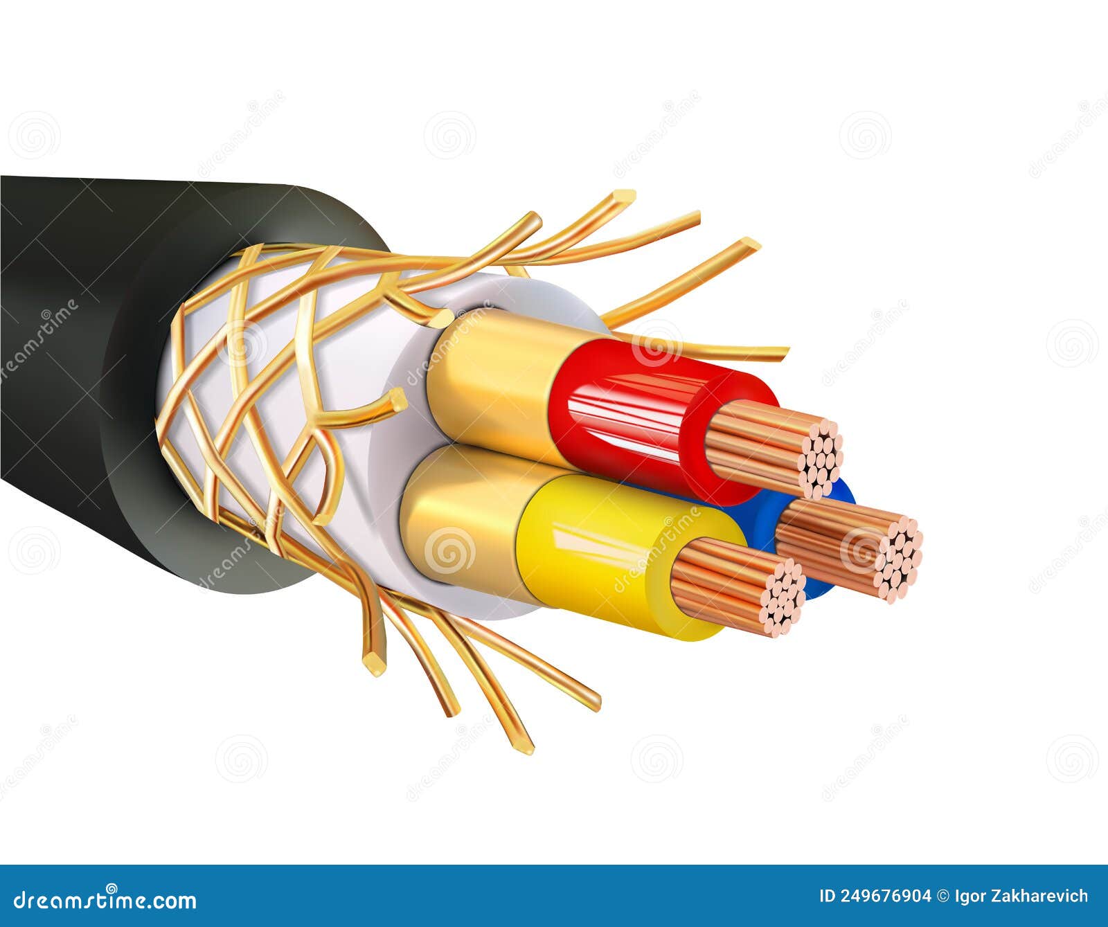 Macro Image of an Electric Cable on a White Background. Stock ...