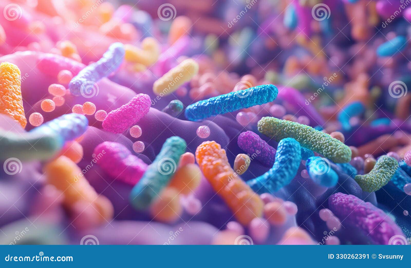 Macro Image of the Gut Structure, Intestinal Villi and Flora on the ...
