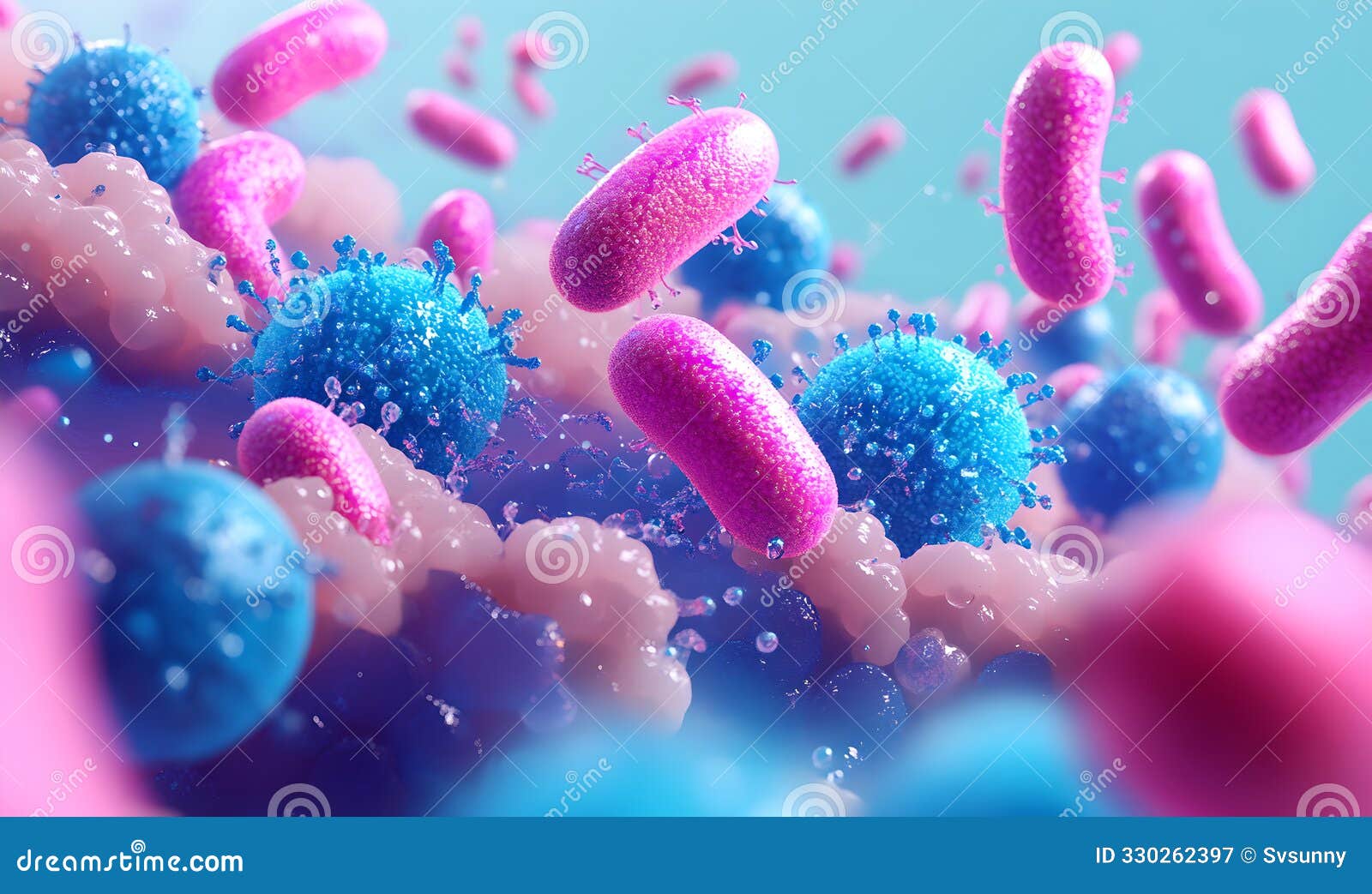 Macro Image of the Gut Structure, Intestinal Villi and Flora on the ...