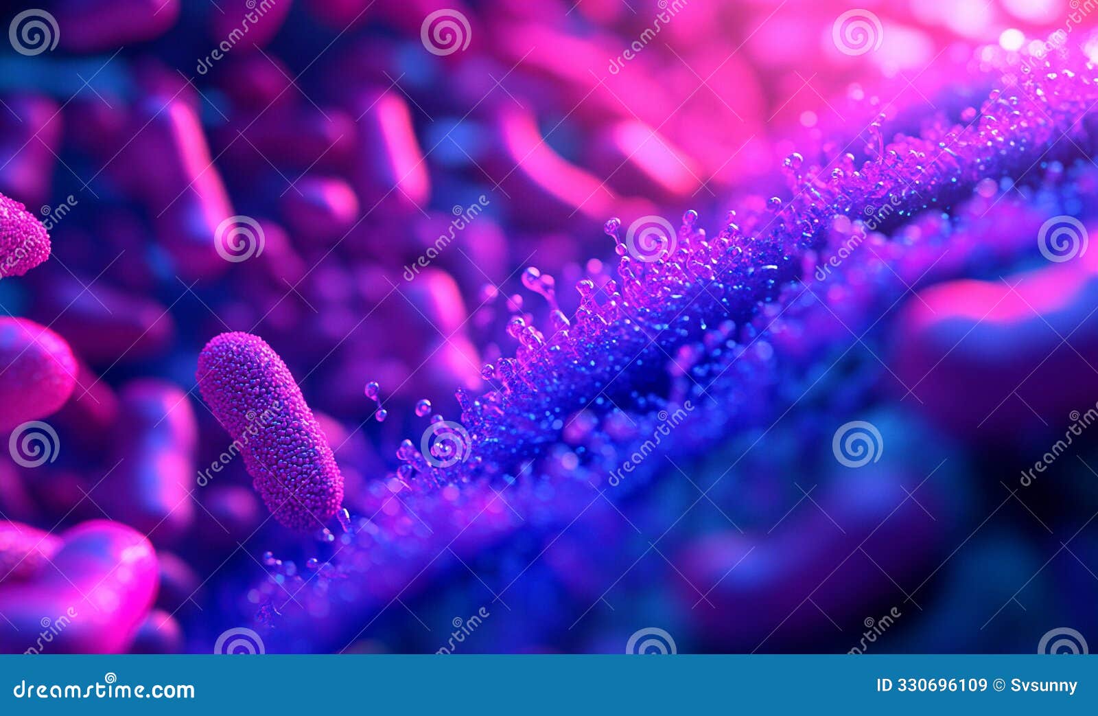 Macro Image of the Gut Structure, Intestinal Villi and Flora on the ...