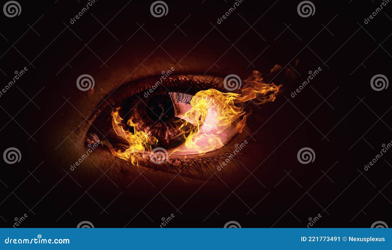 Macro Image of Human Eye with Fire Flames Stock Image - Image of human ...