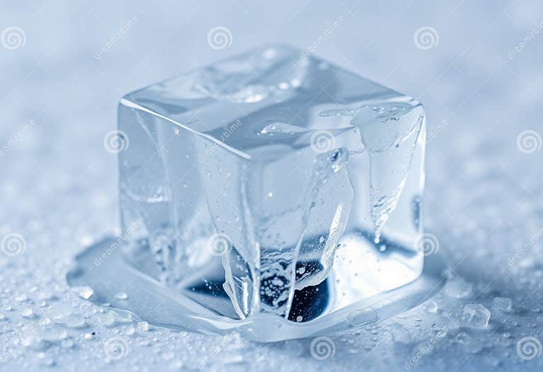A Macro Image of an Ice Cube Melting Slowly Capturing the Transi Stock ...
