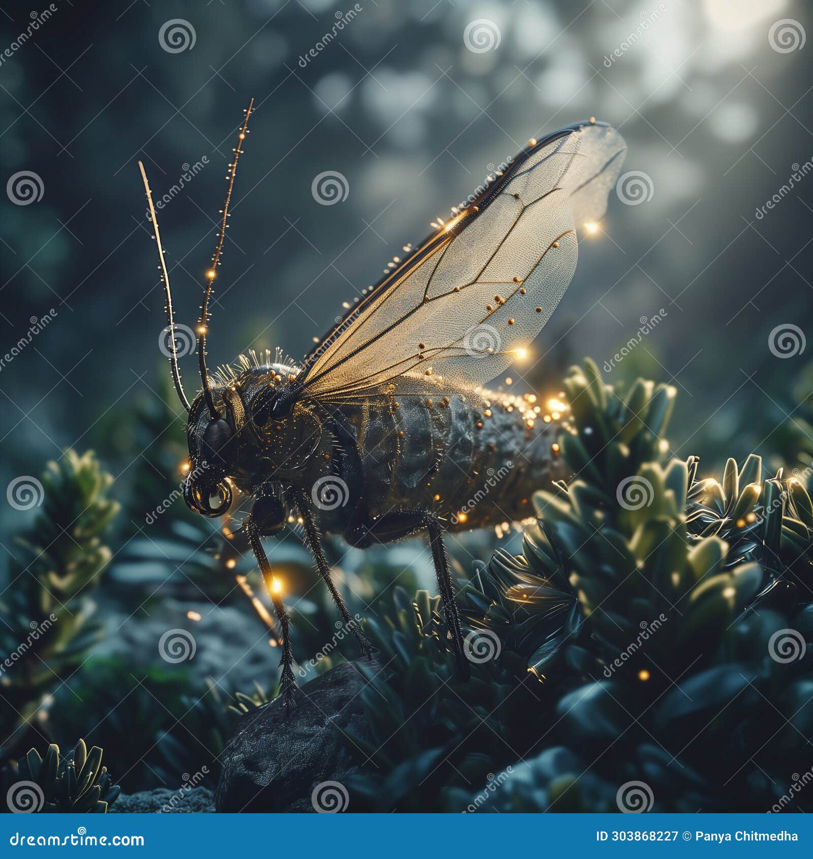 Macro Image of an Insect in Dramatic Sci-Fi Light, Dark Fantasy Insect ...