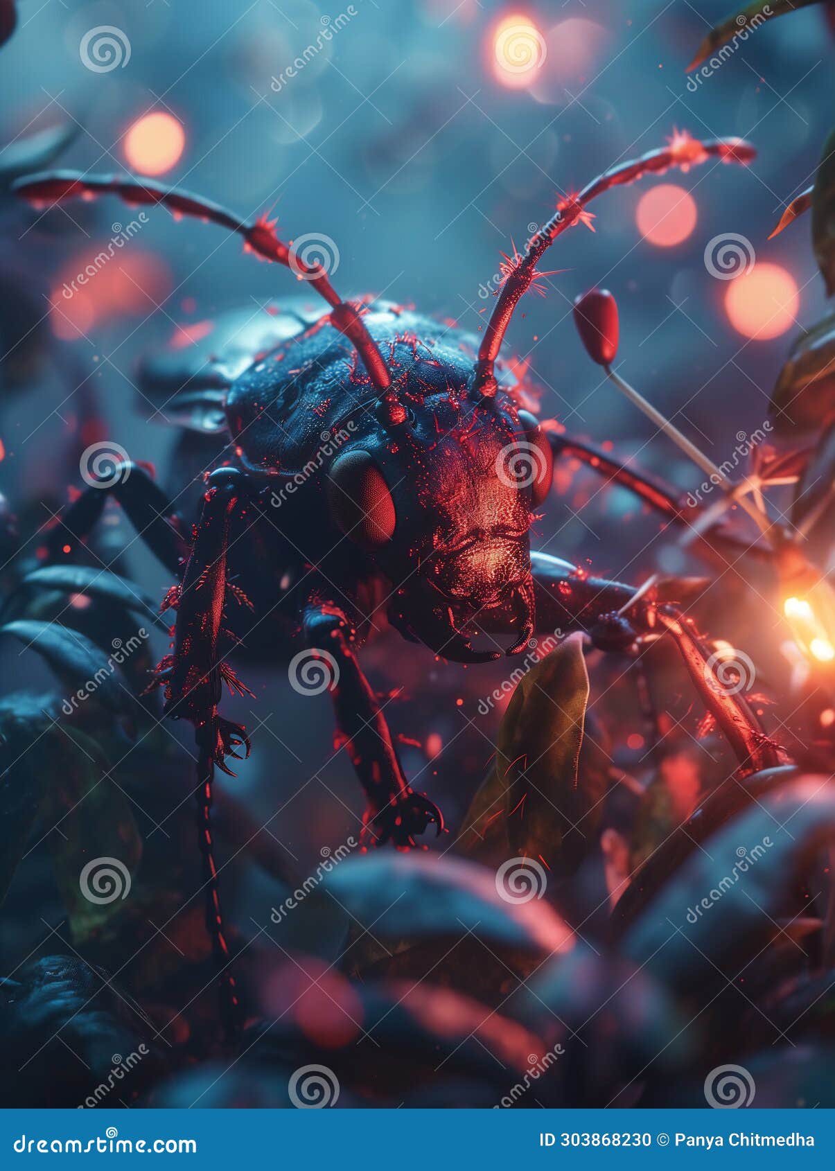 Macro Image of an Insect in Dramatic Sci-Fi Light, Dark Fantasy Insect ...